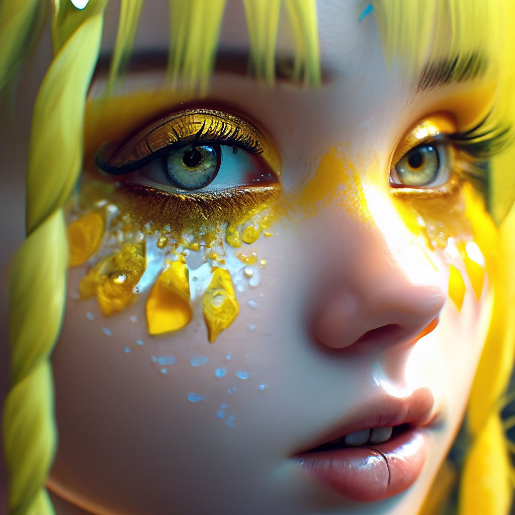 "Surrealism, beautiful emo girl, big transparent eyes, scar near the ...