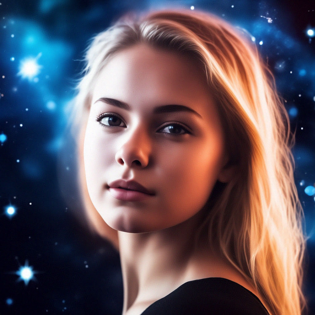 "Double exposure of the black space of space, galaxy, nebula and facial …" — image created in ...