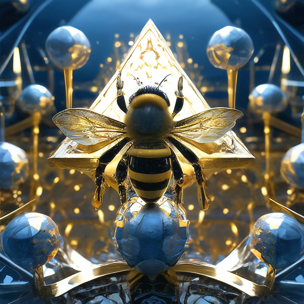 "On a pearly blue background, white and gold world, intricate fractal ...