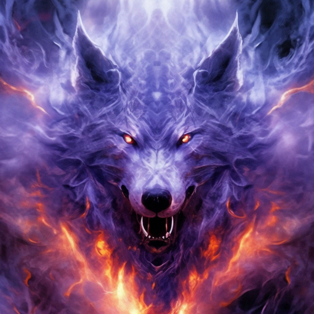 "The grotesque wolf.Fire and ice fractal of lilac mist." — image ...