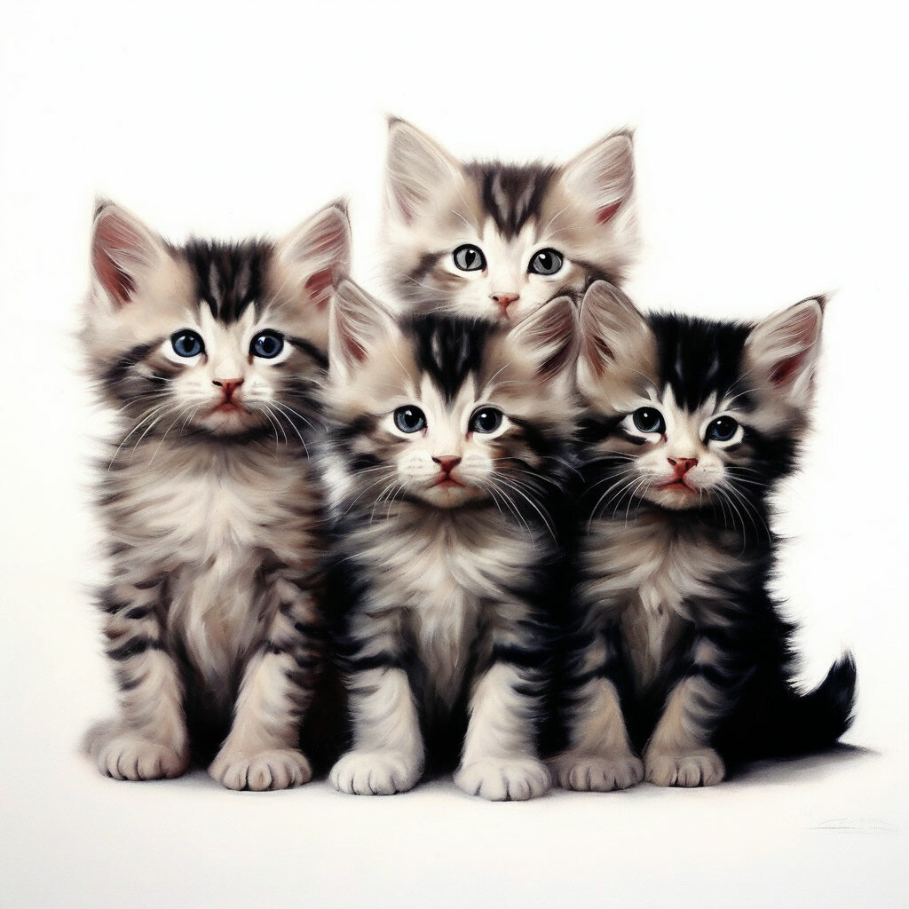 "4 kittens" — image created in Shedevrum