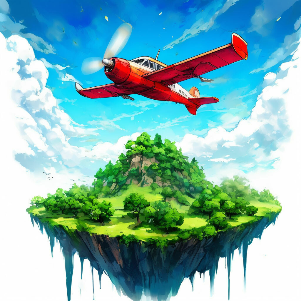 «Green, blue,fly island, летающий …» — картинка создана в Шедевруме