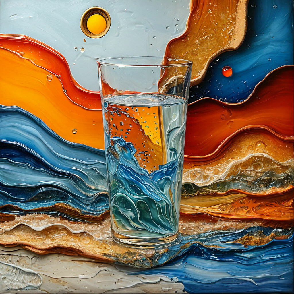 "Sand water glass clay abstraction" — image created in Shedevrum