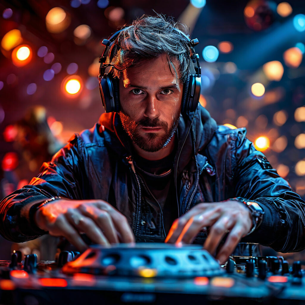"DJ , professional photo, 4k, …" — image created in Shedevrum