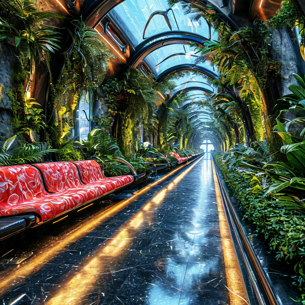 "Subway of the future, marble, lots of…" — image created in Shedevrum