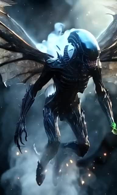 «Occasionalisms. A xenomorph ghost with wings of a smoky substance ...