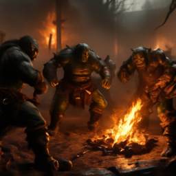 «The dance of the orcs around the fire» — video created in Shedevrum