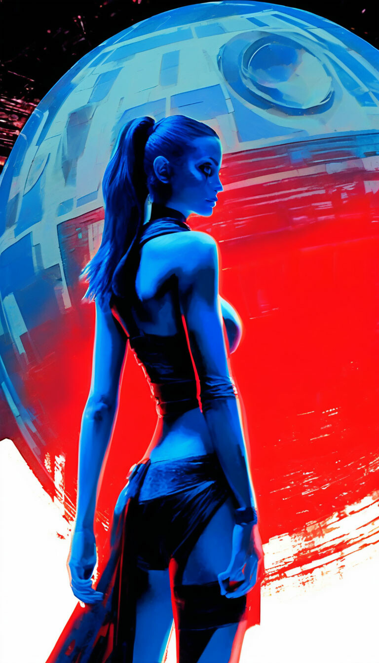 "Star Wars aesthetics of the female body jedi huge bboobies in the shadow of …" — image created ...