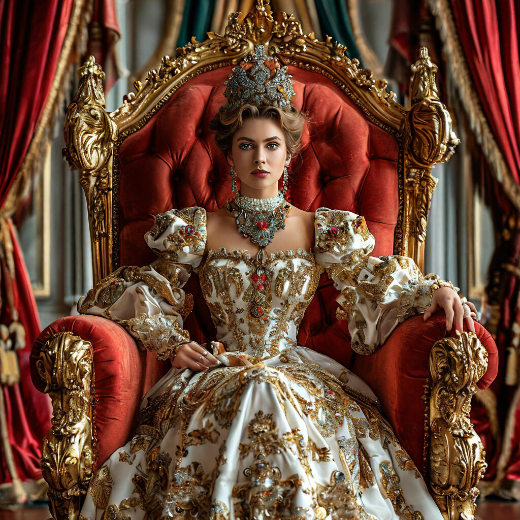 "The Russian Empress sits on the throne" — image created in Shedevrum