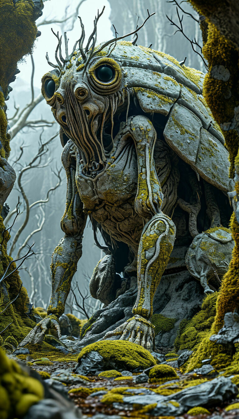 " ️ 💫@Lumenatenebris Surreal circus,mutating gray moss, giant lichen ...