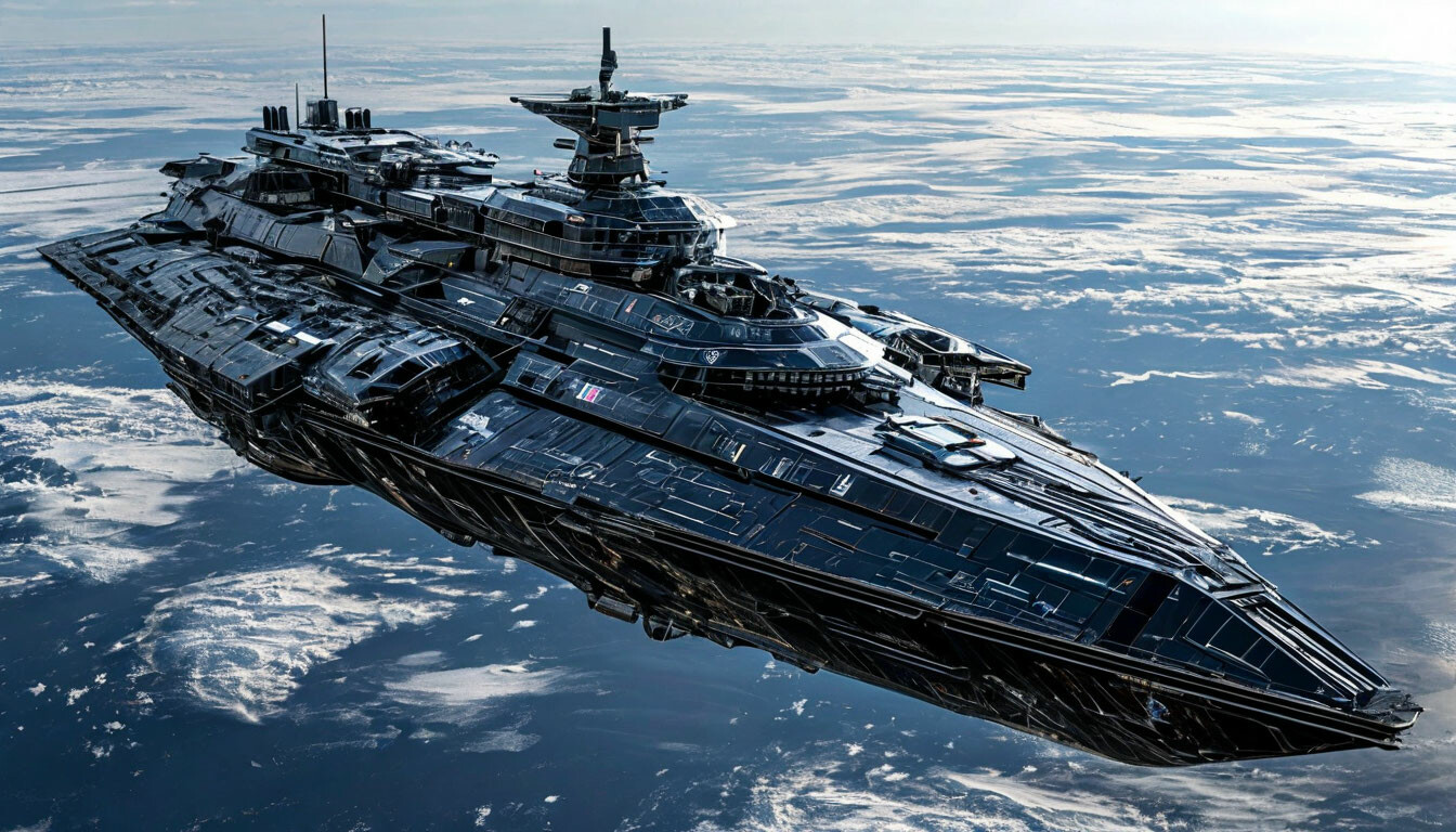 "Armored combat cruiser above the …" — image created in Shedevrum