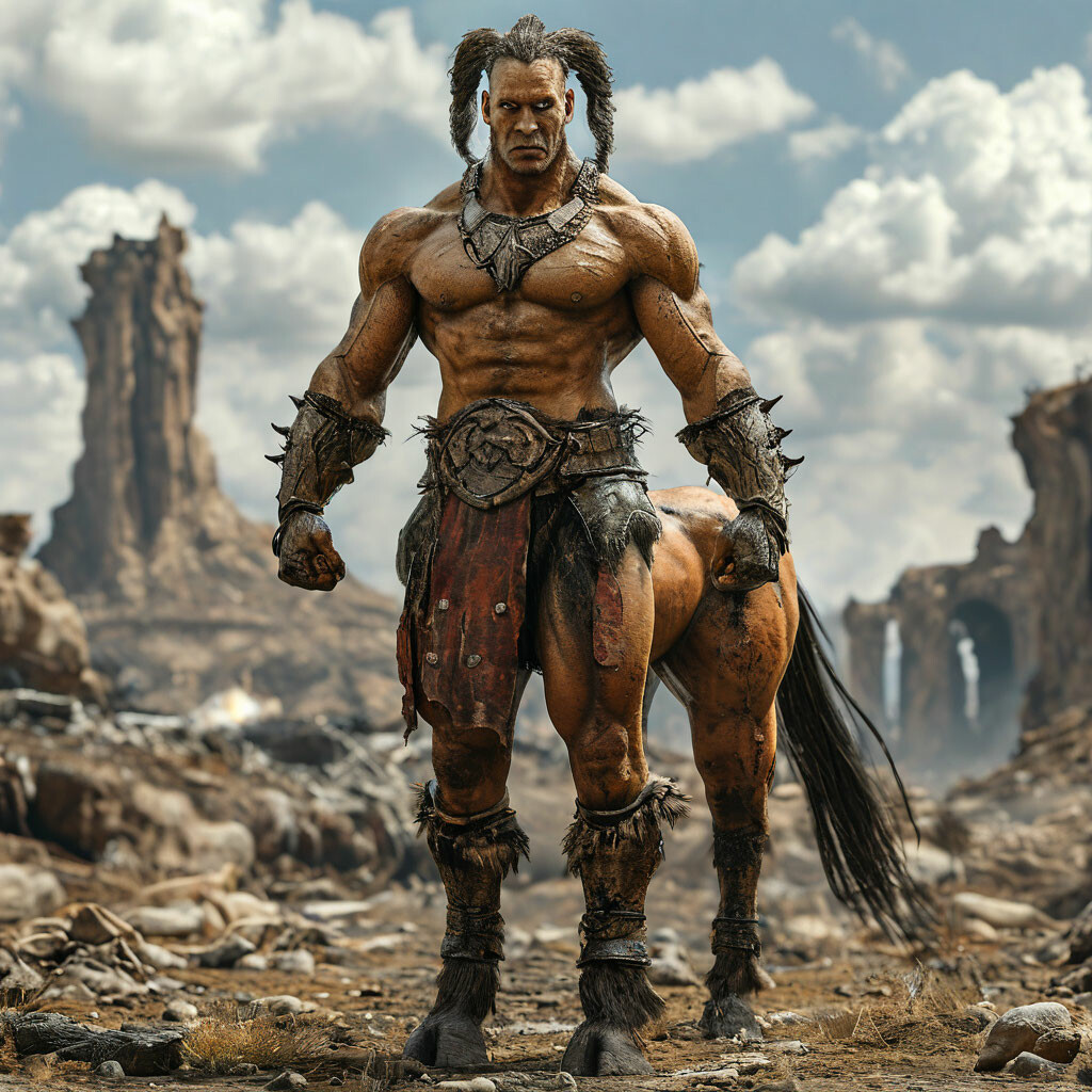 "Centaur, horse legs, motaro from …" — image created in Shedevrum