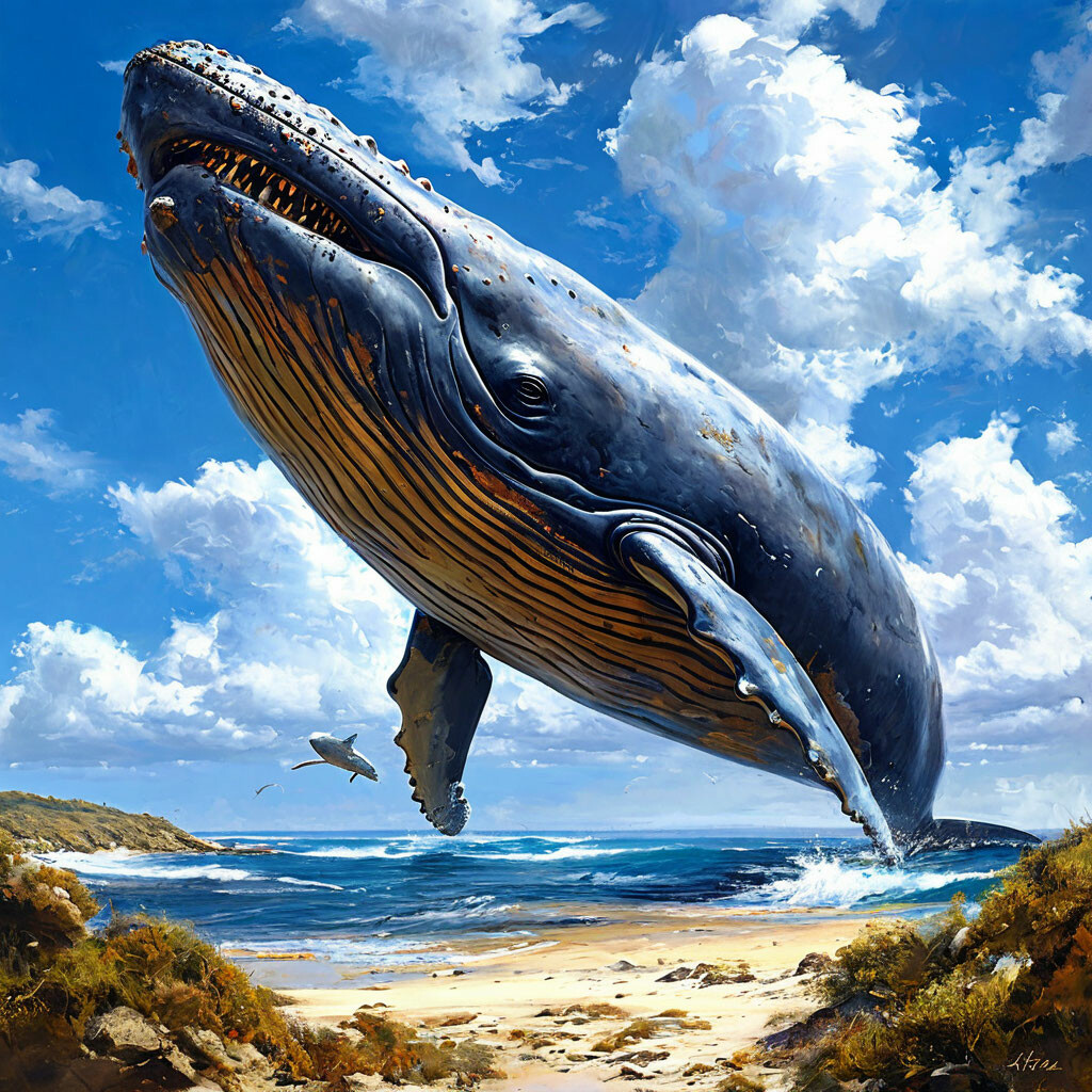 "Timingila is 100 times bigger than a …" — image created in Shedevrum