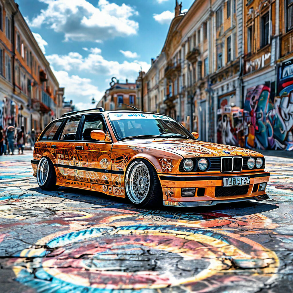 "Bmw m3 универсал tuned, stance, lowrider, estate on board, airbrushing ...