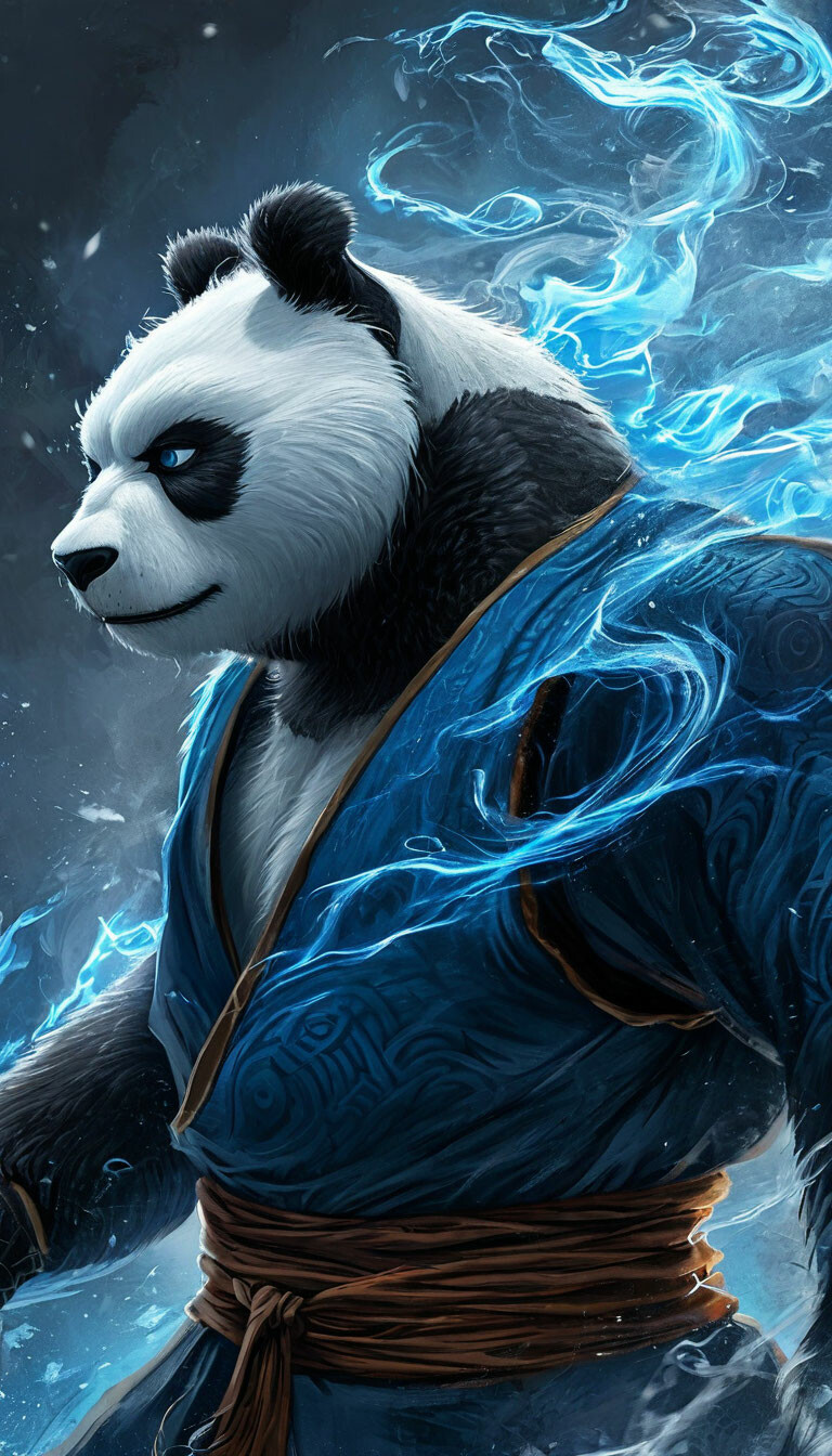 "🤍 Powerful muscular Kung Fu Panda …" — image created in Shedevrum