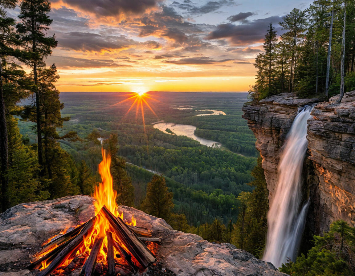 "Like a photograph. A bonfire is …" — image created in Shedevrum