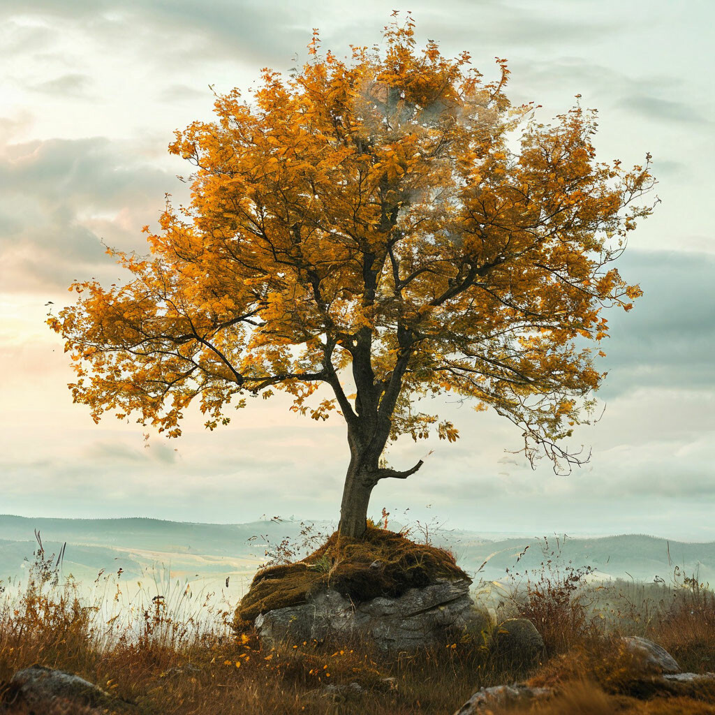 "Double exposure: cross layers Nature breathes" — image created in Shedevrum