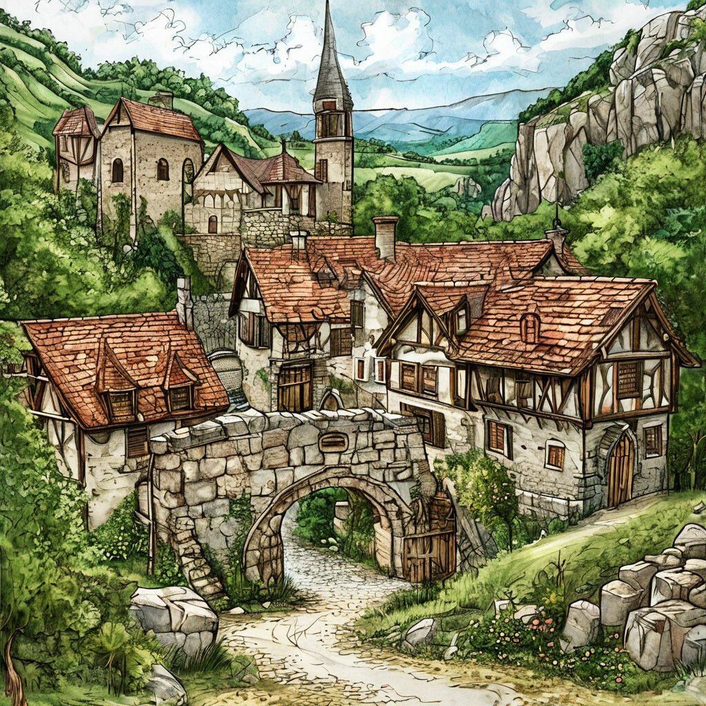 "Medieval quarry drawing" — image created in Shedevrum
