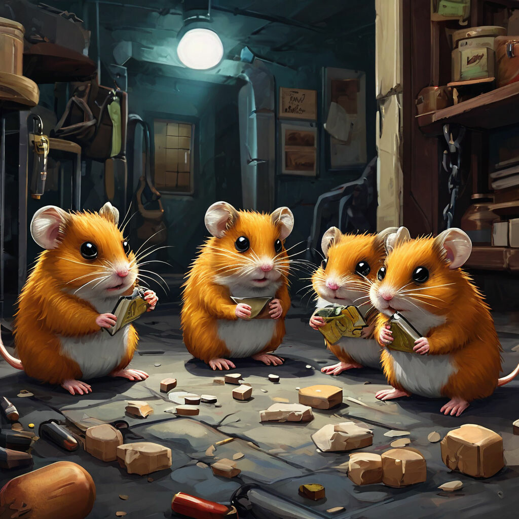 "Hamsters from the game Hamster Combat work in a dark basement" — image ...