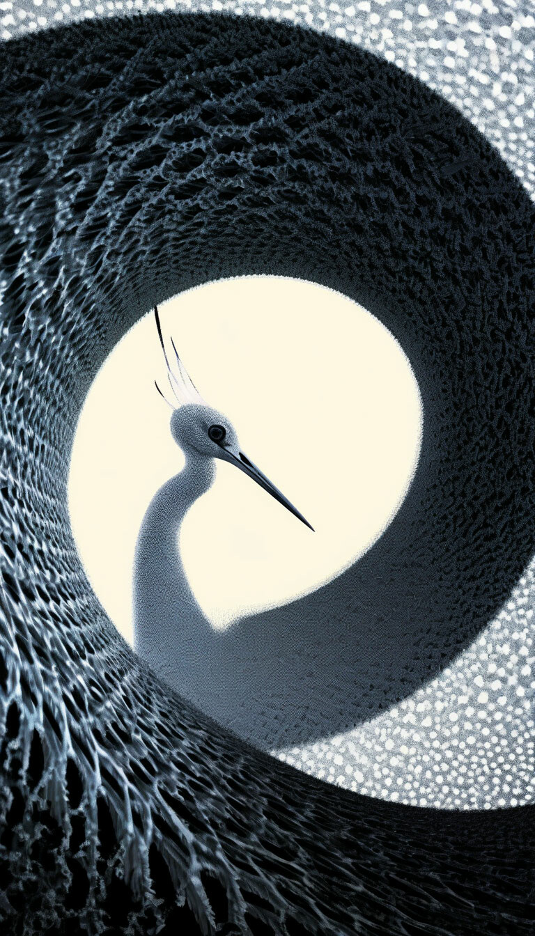 "Inside the fractal staircase of Mobius,lemniscate, contour of a crane ...