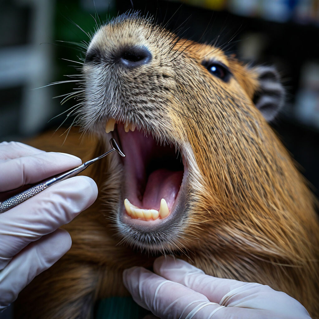 "Does it hurt? dentist treats capybara teeth, aesthetically pleasing, beautiful, professional ...