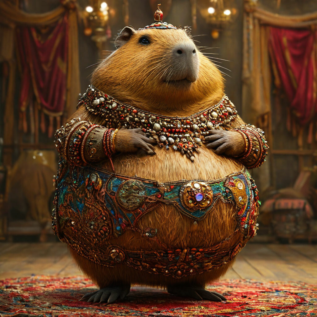 "Fat capybara belly dance" — image created in Shedevrum