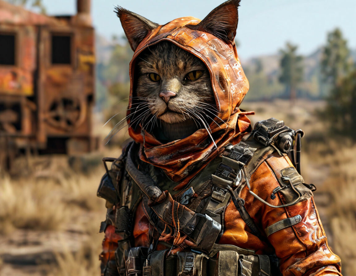 "Cool cat character from the rust game…" — image created in Shedevrum