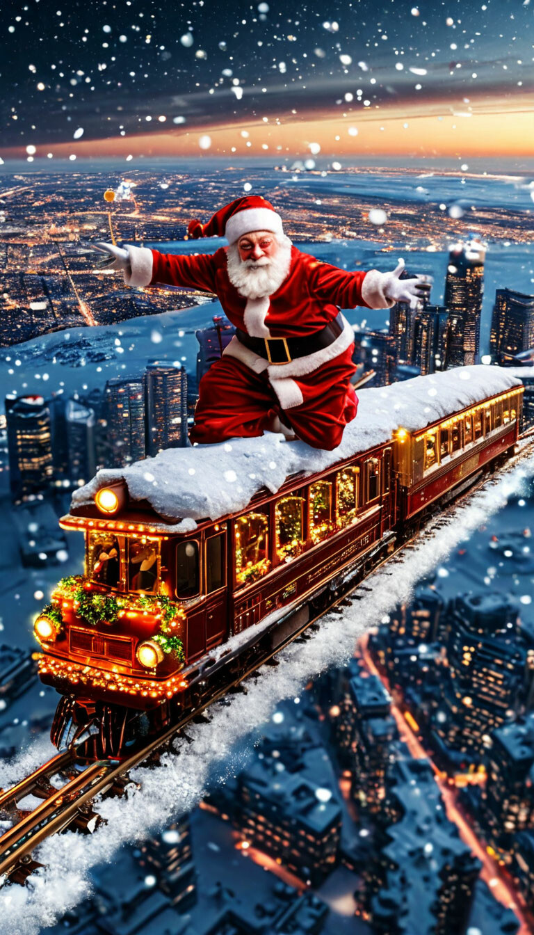 «Idea@tan⚜️nna Santa Claus is flying on a carpet plane with a bag of ...