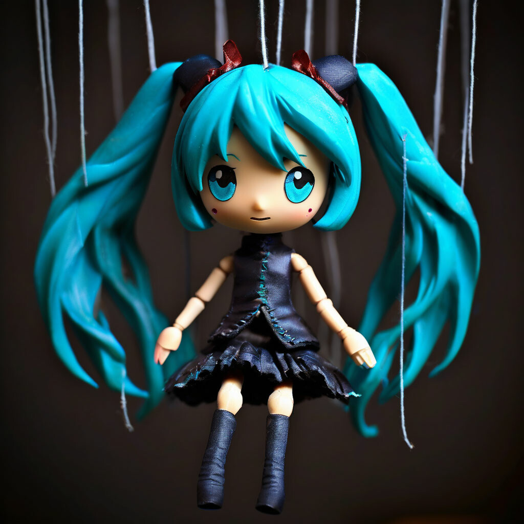 "A puppet on strings in the form of Hatsune-Miku" — image created in ...