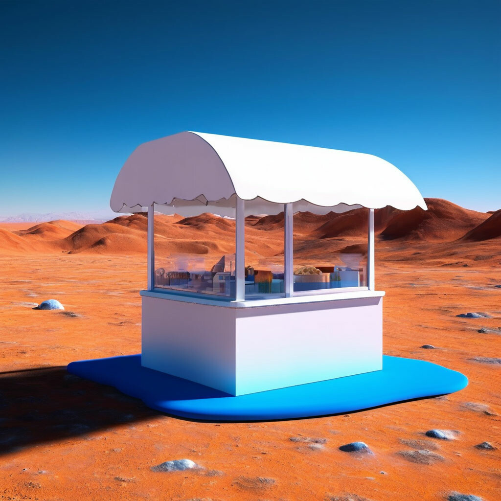 "Ice cream stall on Mars" — image created in Shedevrum