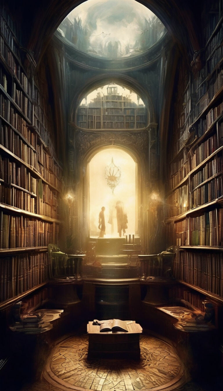 "Books library Fantasy mysticism is fabulous" — image created in Shedevrum