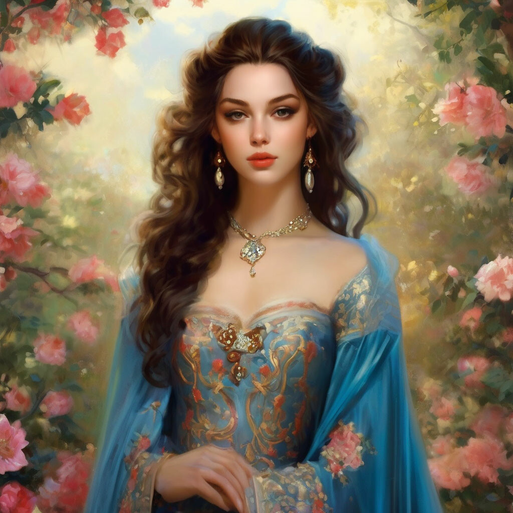 "Realistic art, beautiful brunette …" — image created in Shedevrum