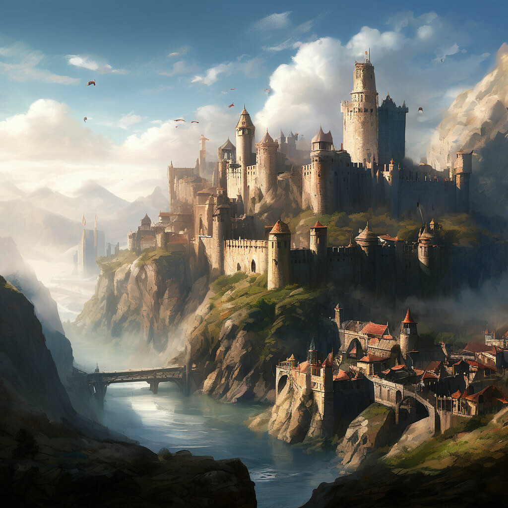"The Middle Ages a large fortress with…" — image created in Shedevrum