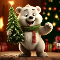 a white cheerful bear with a cheerful hare carries the most beautiful …» — video created in ...