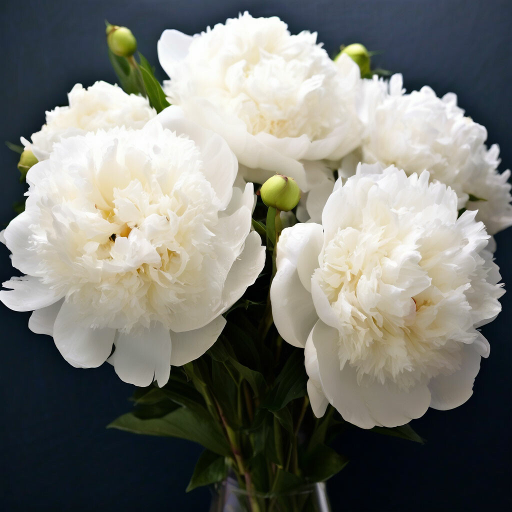 "Bouquet of large white peonies after heavy rain" — image created in ...