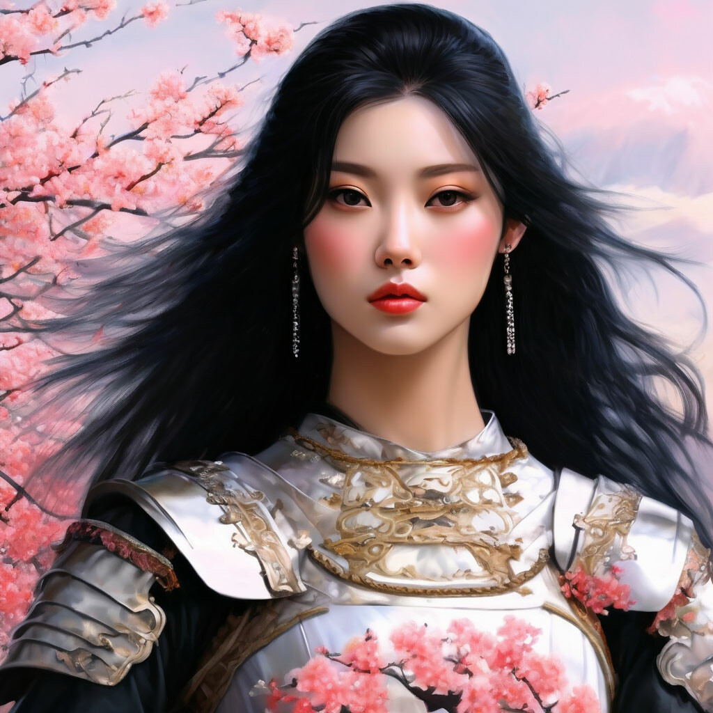 "🌿🍒 Samurai girl in armor, oriental …" — image created in Shedevrum