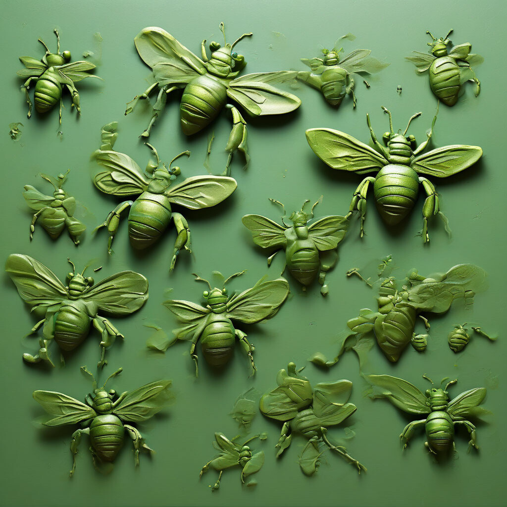 "The wrong bees green bees in a yellow…" — image created in Shedevrum