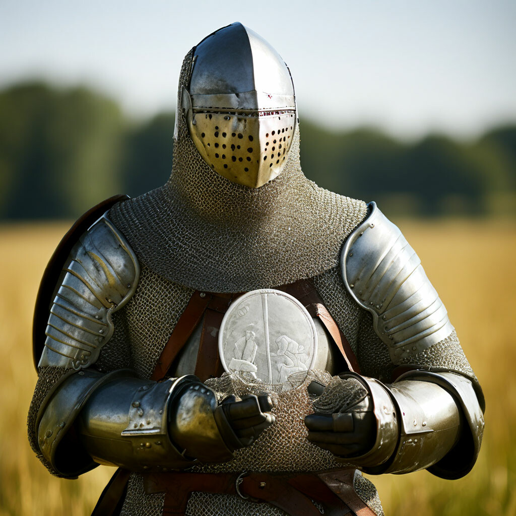 "A medieval knight with a thaler" — image created in Shedevrum