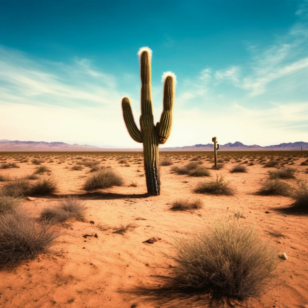 "A lonely cactus in the desert" — image created in Shedevrum