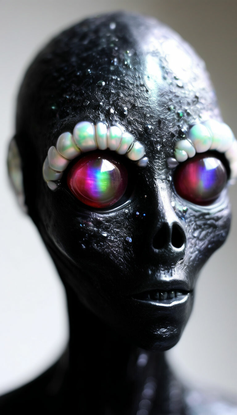"Close-up, black transparent zombie …" — image created in Shedevrum