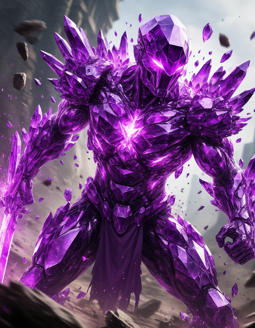 "The Invader Amethyst warrior, amethyst growths all over his body, 4k ...