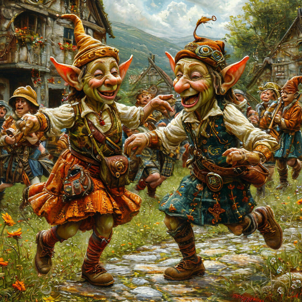 "Celtic goblins dancing the polka" — image created in Shedevrum