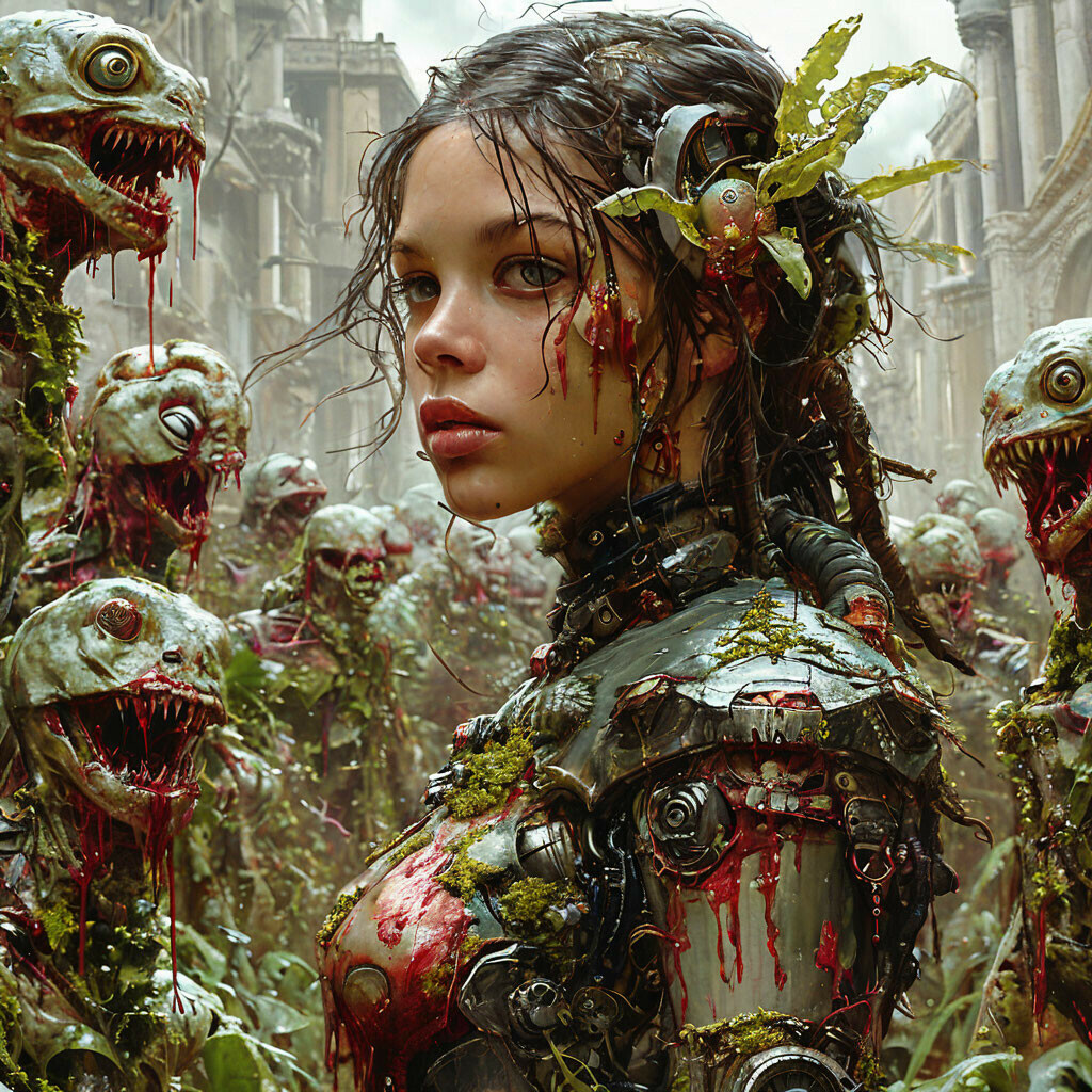 "A predatory plant, a mutant cyborg with futuristic weapons and armor ...