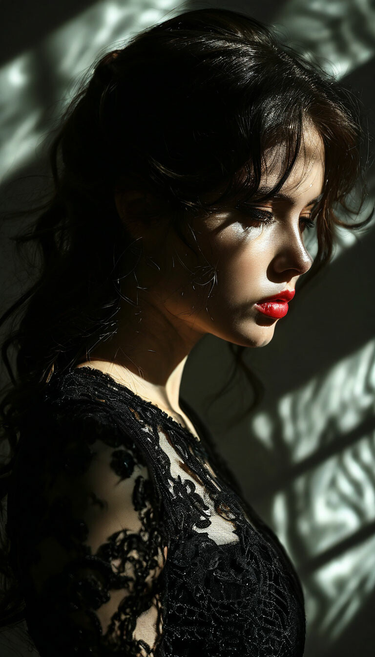 "Flash, shadows, silhouette of a beautiful girl,shadows, instant ...