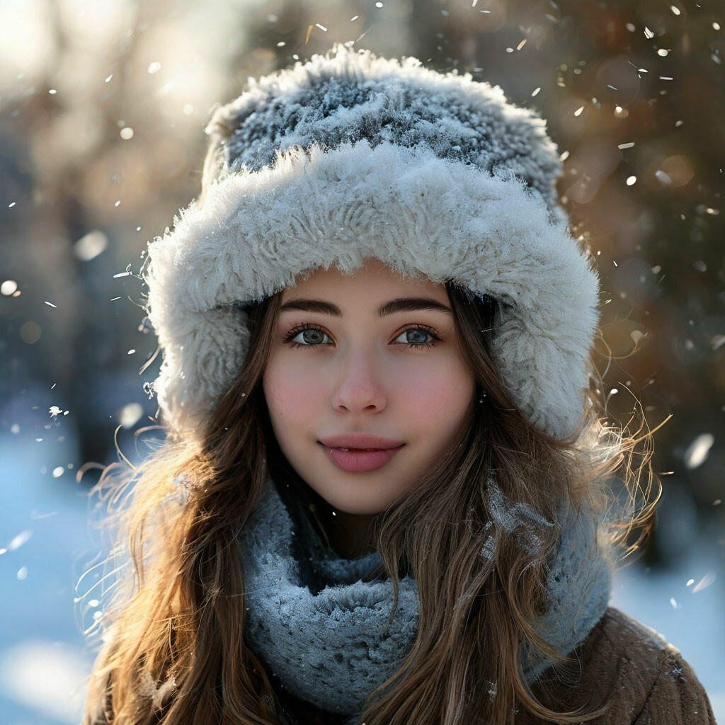 彡 ushanka snow hat is a joy , aesthetically pleasing, beautiful, realistic, professional photo ...