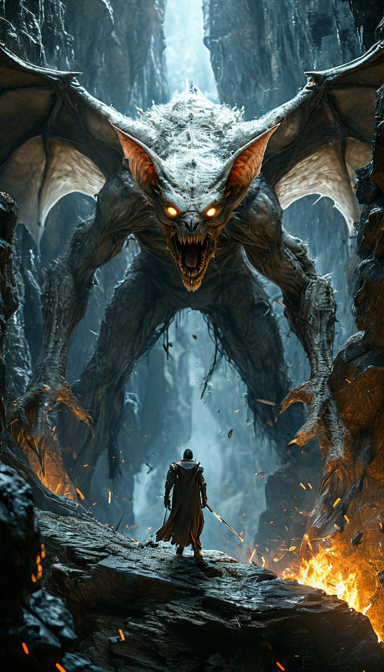 "🦇 A creepy, evil, colossal huge …" — image created in Shedevrum