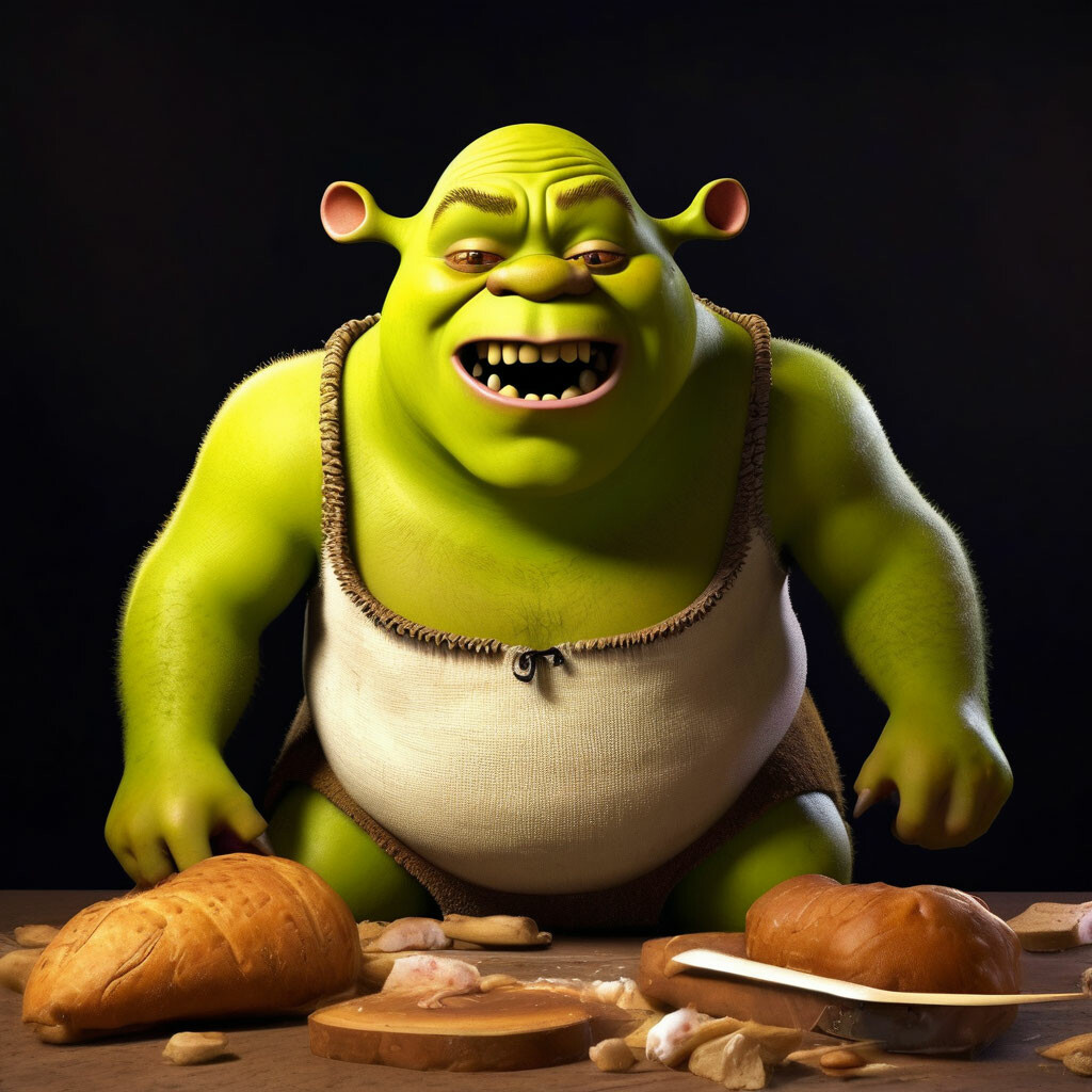 "Sweaty shrek, eats a cat in the form of bread, hairy eggs run away in ...