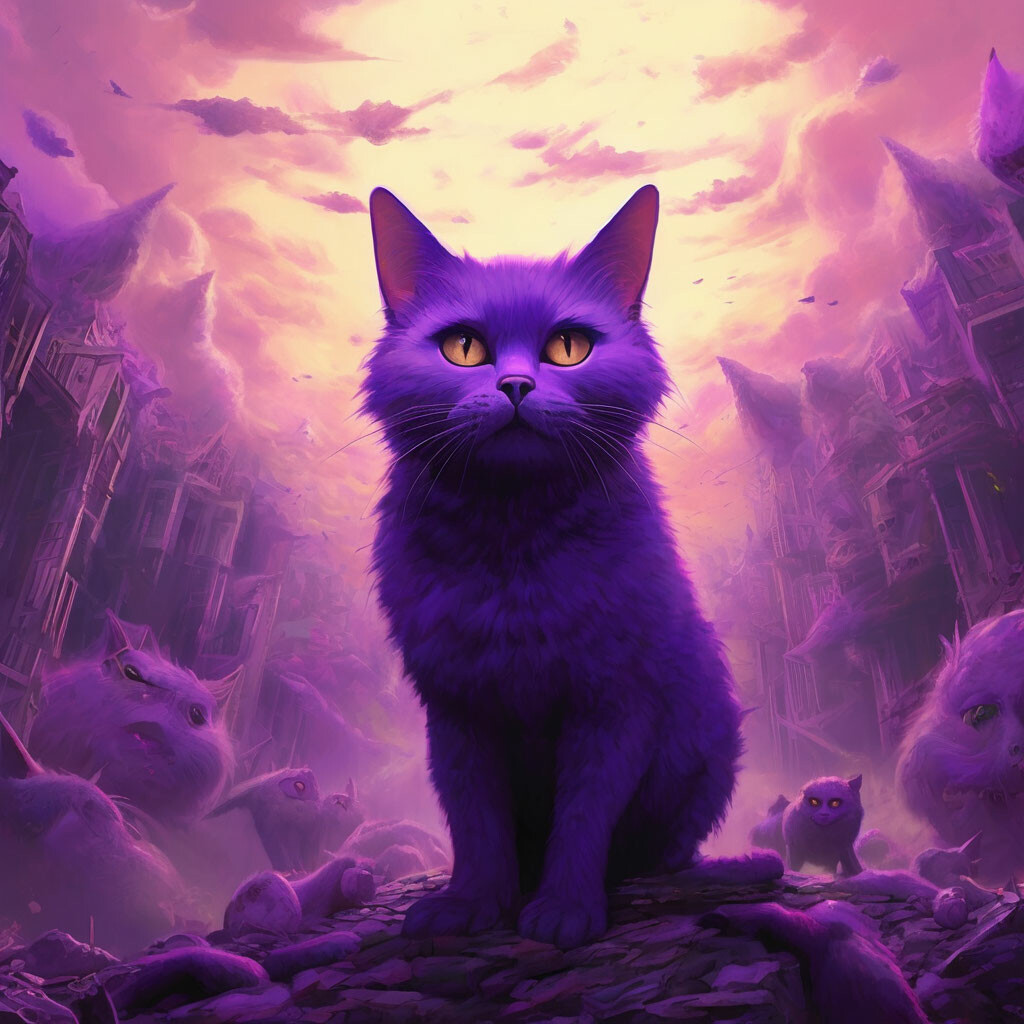 "The Apocalypse of purple cats" — image created in Shedevrum