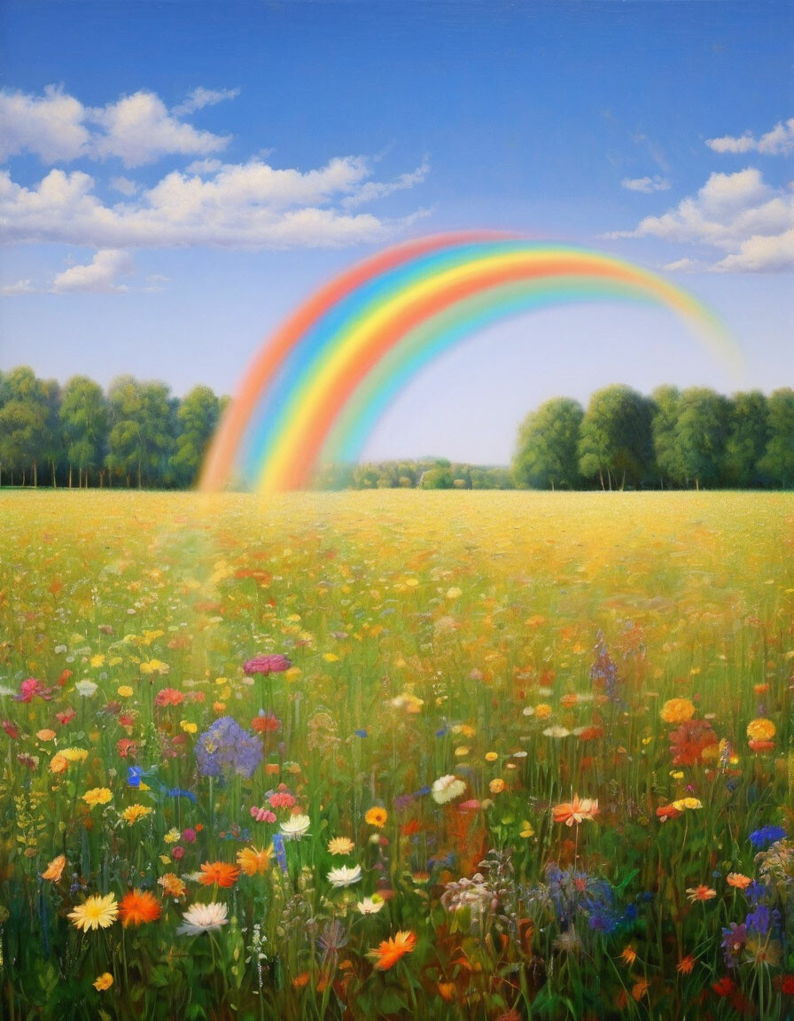 "A summer rainbow. beautiful nature, …" — image created in Shedevrum