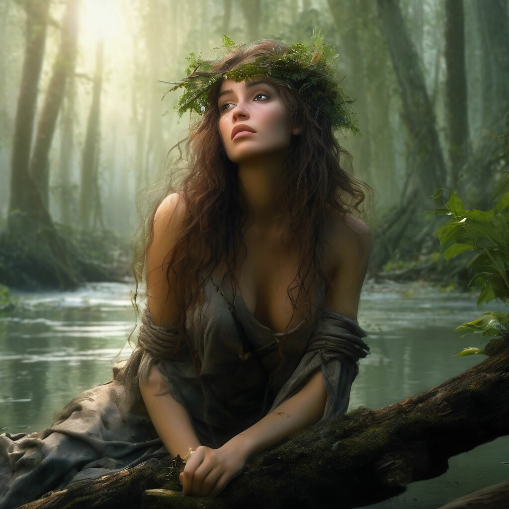 "A forest nymph. on the shore of the …" — image created in Shedevrum